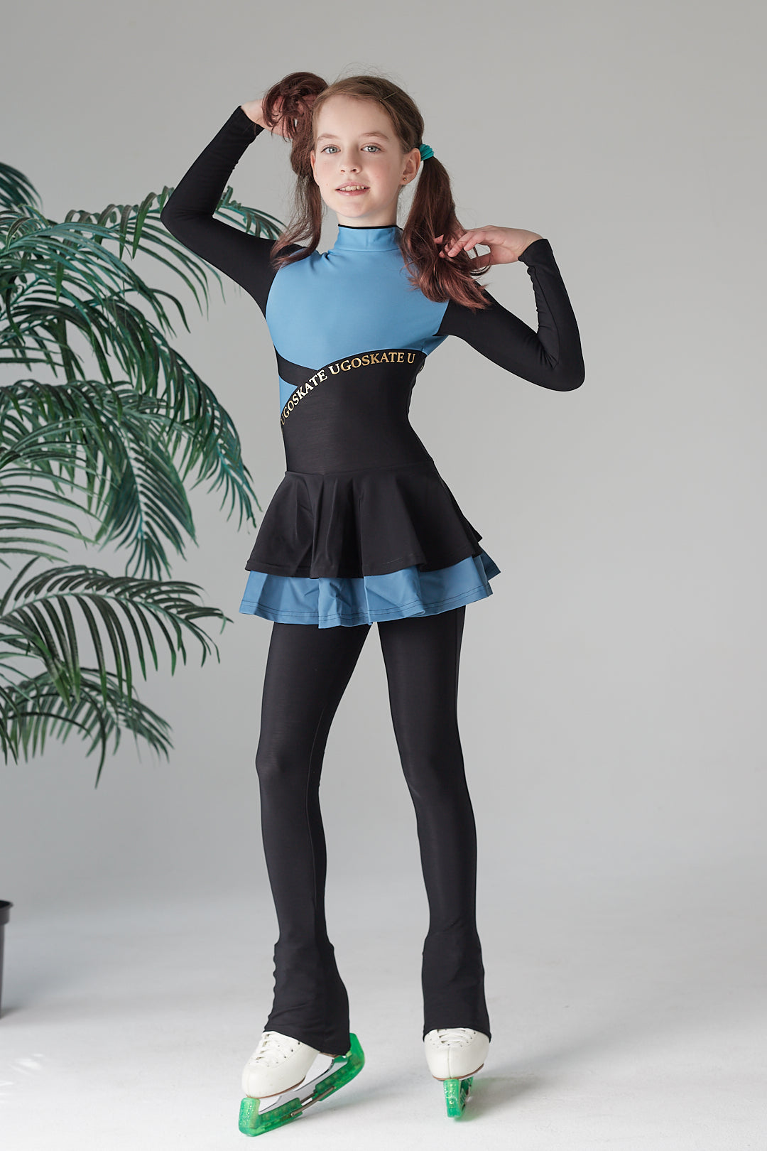 Figure Skating Outfit Overall Thermo with Skirt - LINA SAPPHIRE – ugoskate